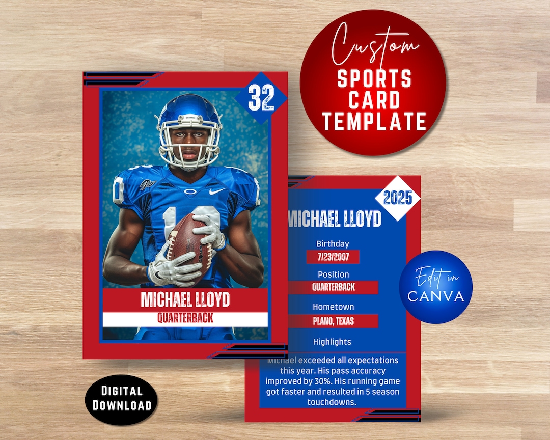 Football Trading Card Canva Template. Customizable Sports Trading Card ...