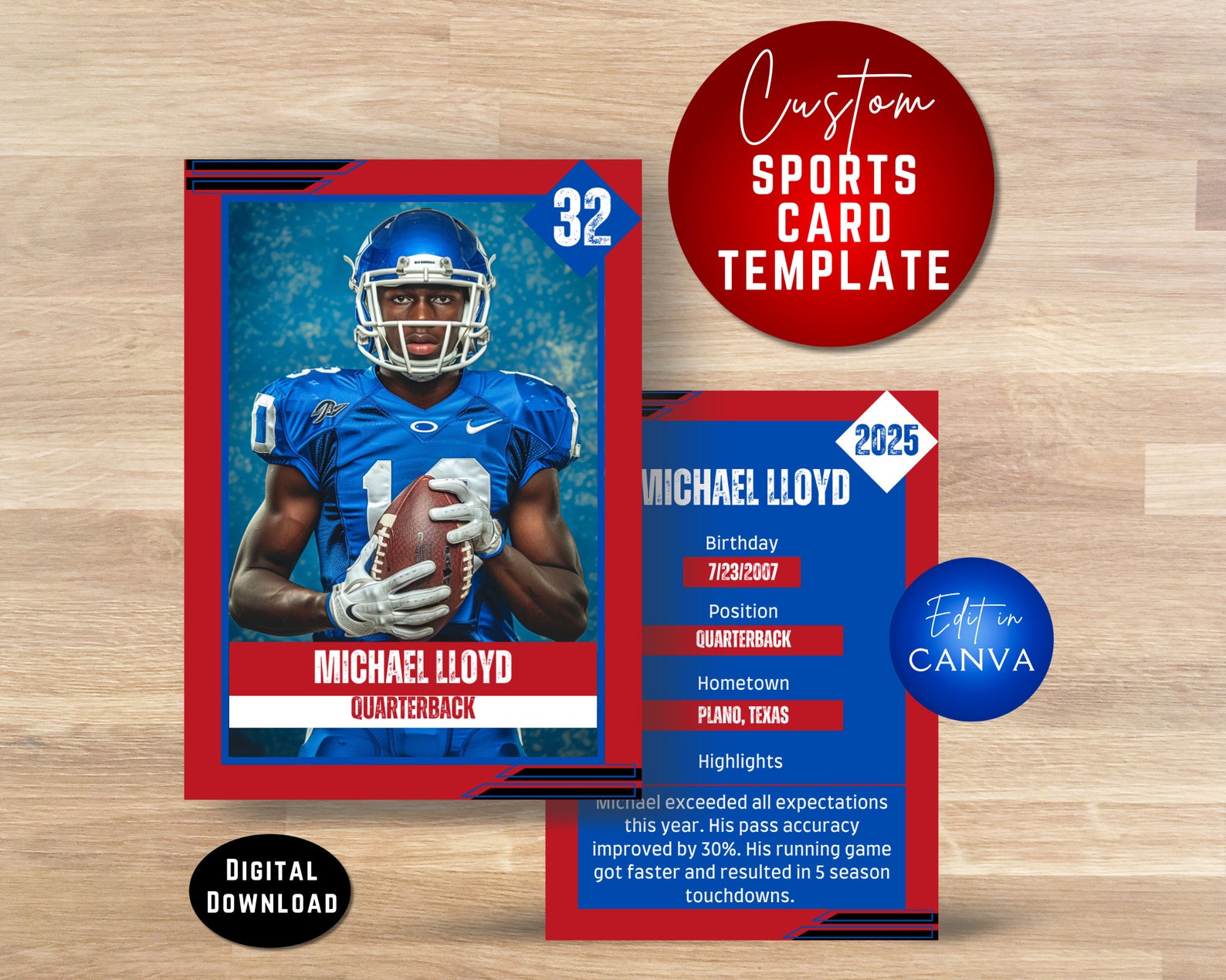 Football Trading Card Canva Template. Customizable Sports Trading Card ...