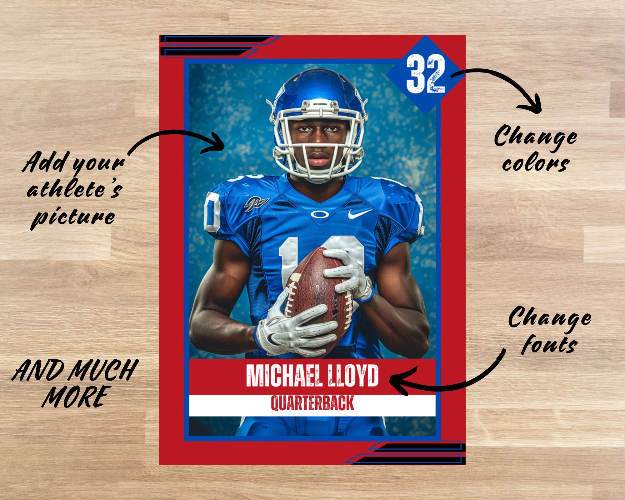 Football Trading Card Canva Template. Customizable Sports Trading Card ...