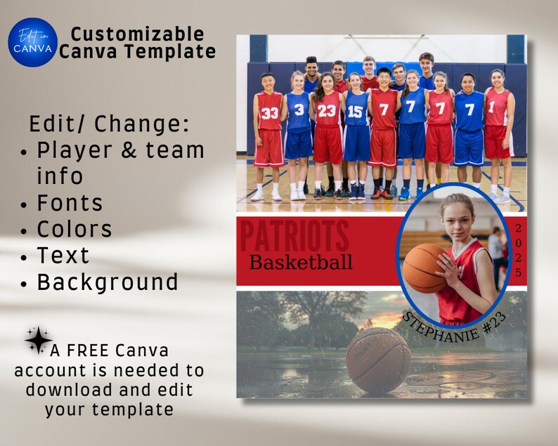 Basketball Memory Mate Canva Template. Customizable Basketball Memory ...