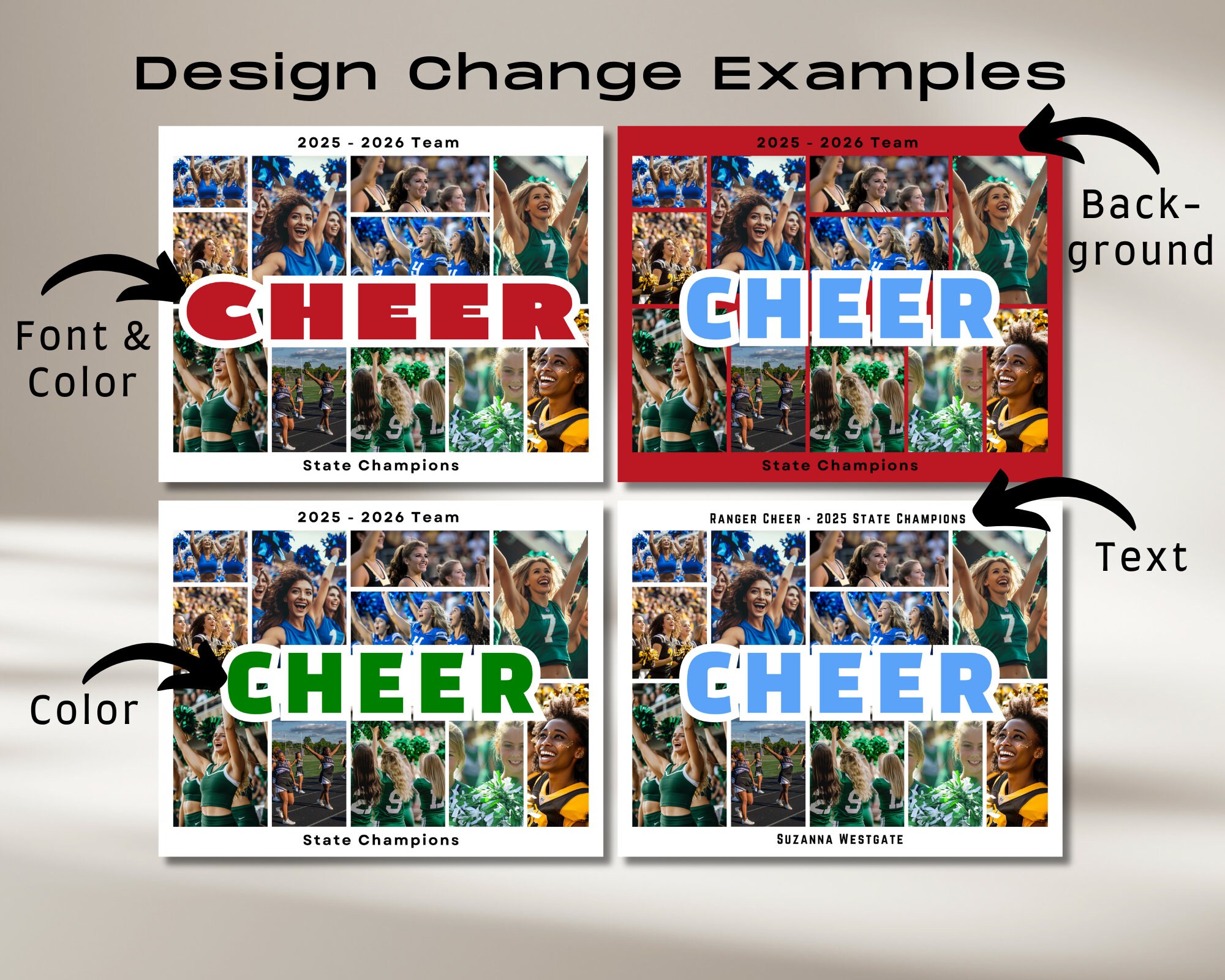Customizable Cheerleading Photo Collage Poster Canva Template. Senior ...