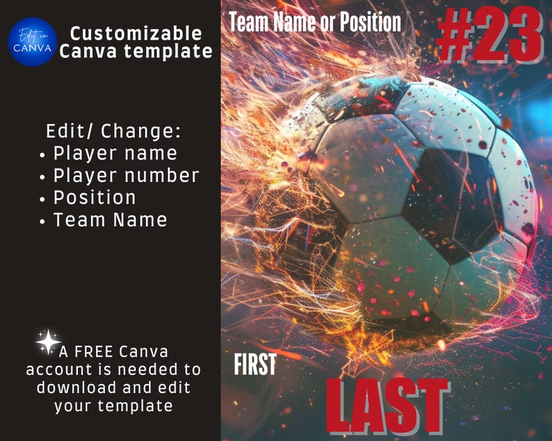 Soccer Poster Canva Template. Gift for Varsity Soccer Player. Non ...