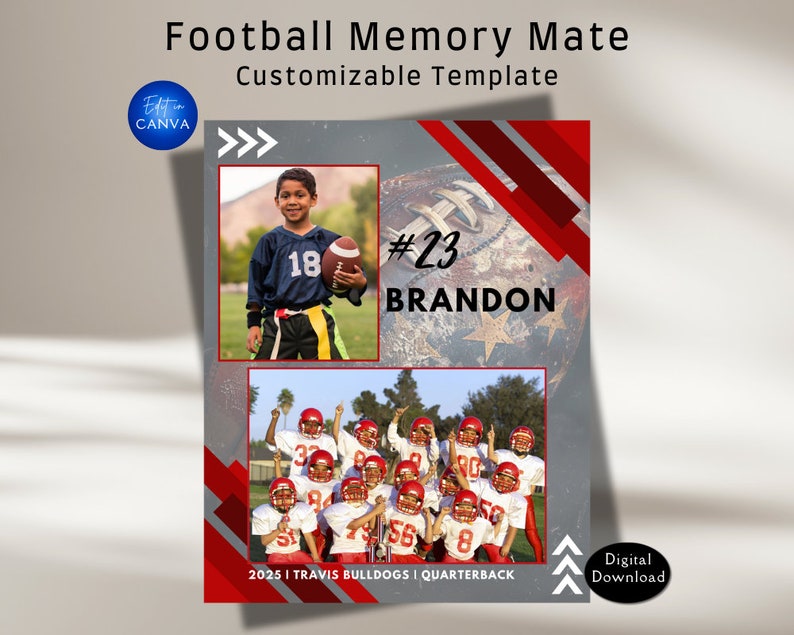 Football Memory Mate Canva Template. Customizable Football Memory Mate ...