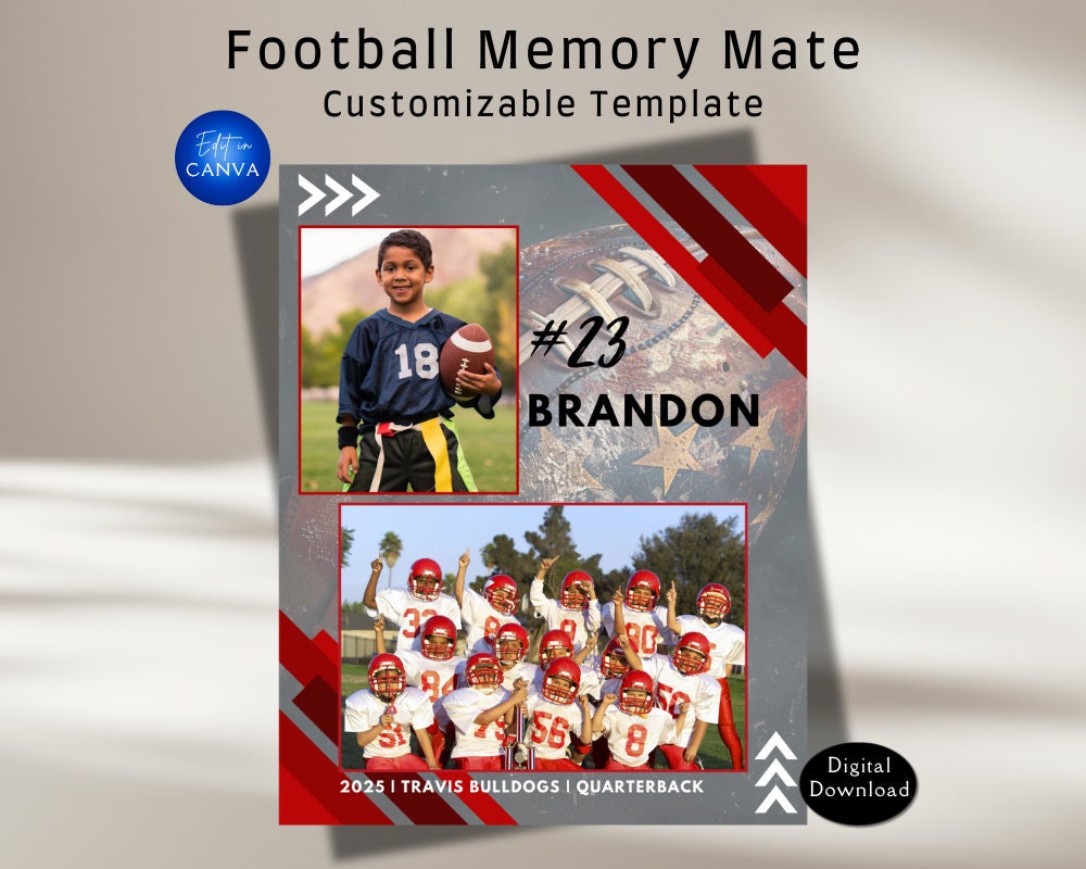 Football Memory Mate Canva Template. Customizable Football Memory Mate ...