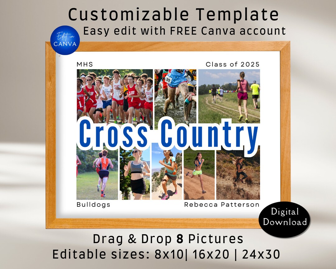 Customizable Cross Country Photo Collage Canva Template. Gift for ...