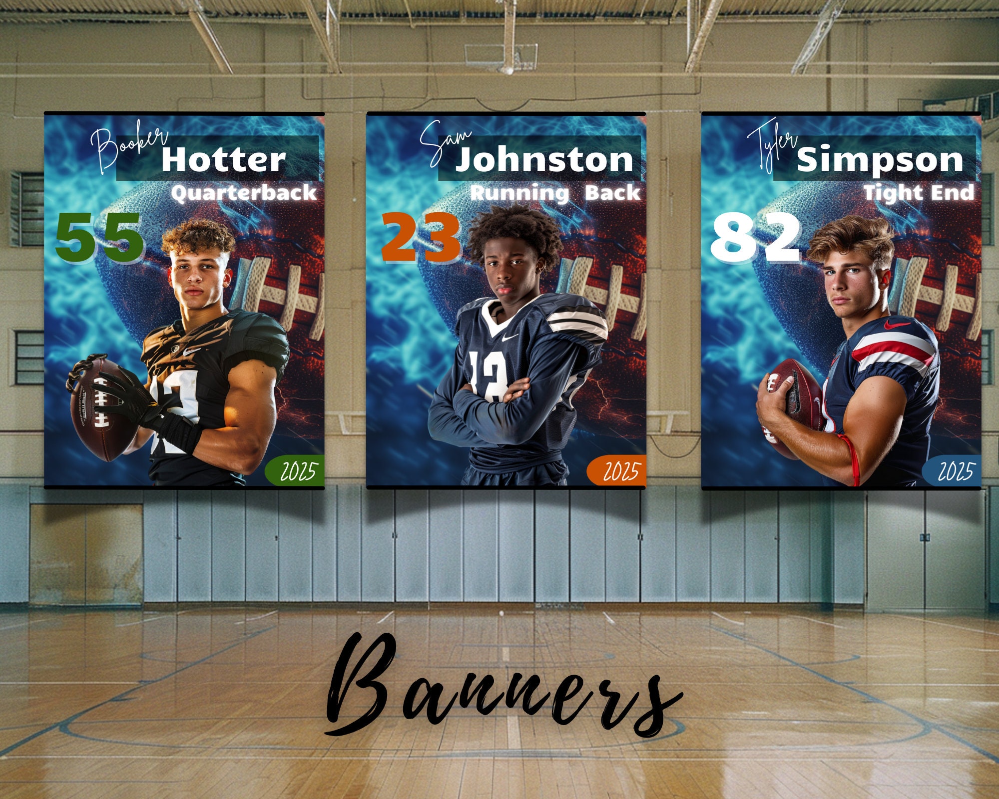 Varsity Football Player Poster Canva Template Gift for Custom Banners ...