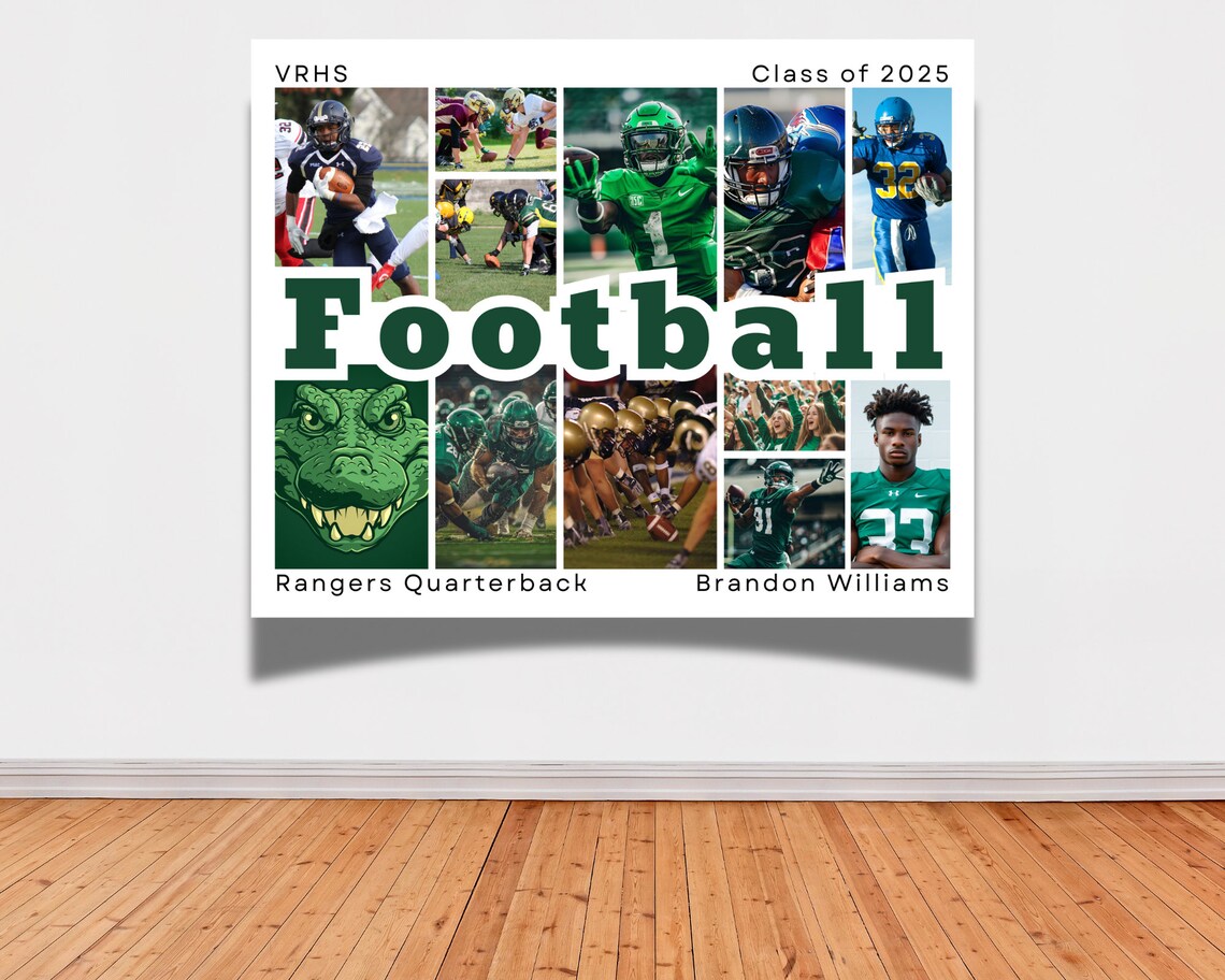 Personalized Varsity Football Collage Canva Template for High School ...