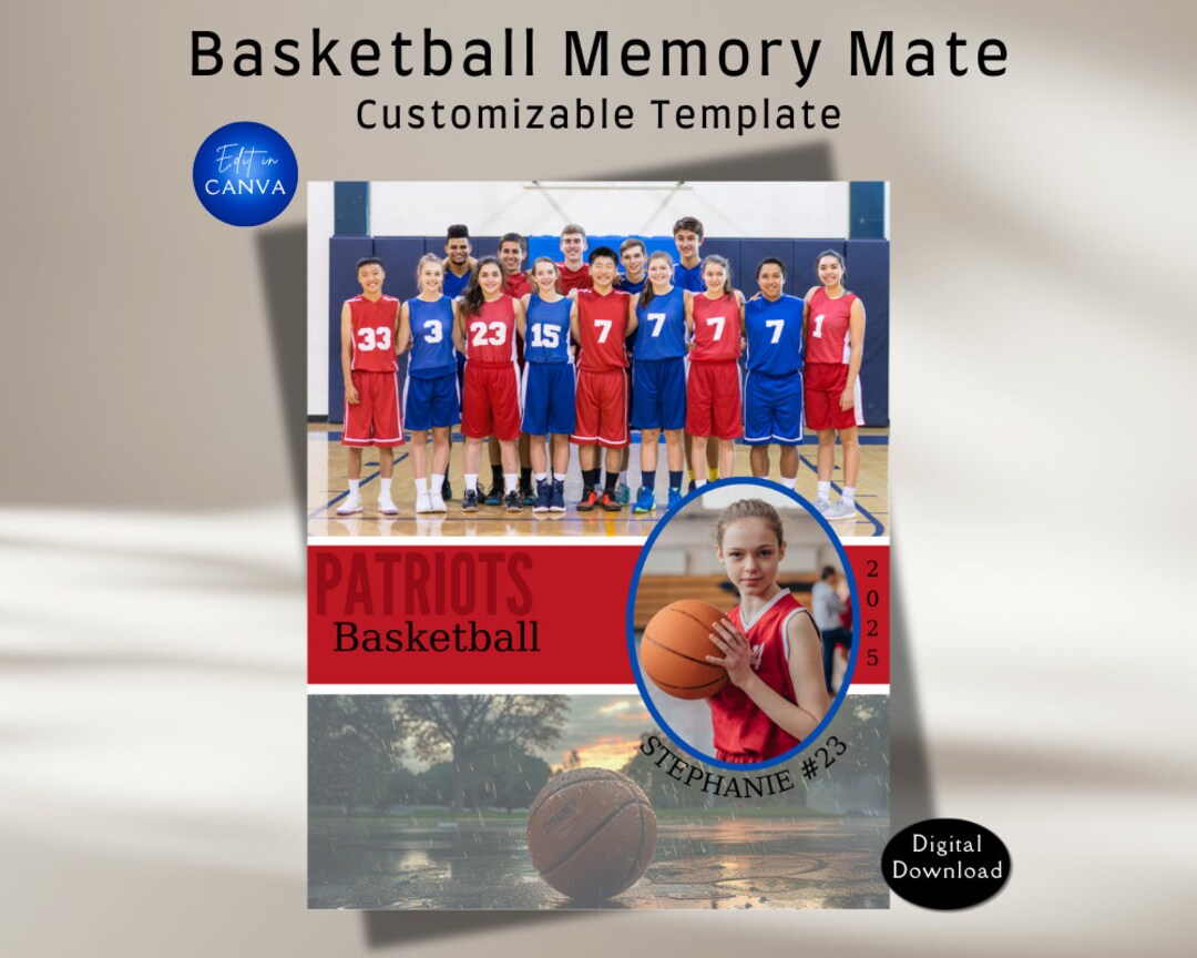 Basketball Memory Mate Canva Template. Customizable Basketball Memory ...
