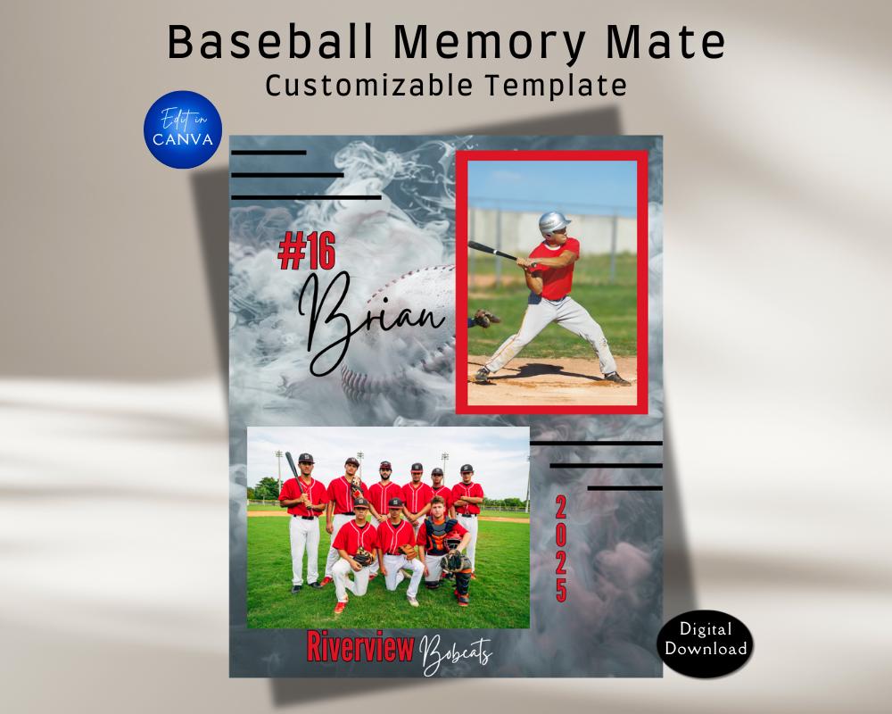 Baseball Memory Mate Canva Template. Customizable Softball Memory Mate ...