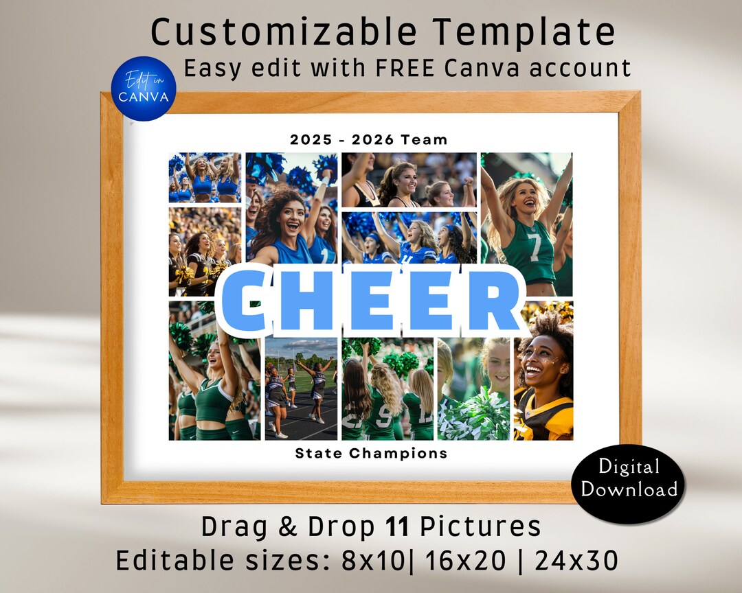 Customizable Cheerleading Photo Collage Poster Canva Template. Senior ...