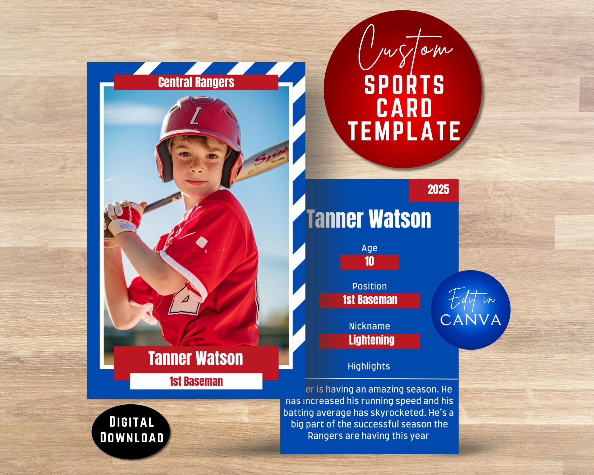Sports Trading Card Canva Template. Customizable Sports Card for ...