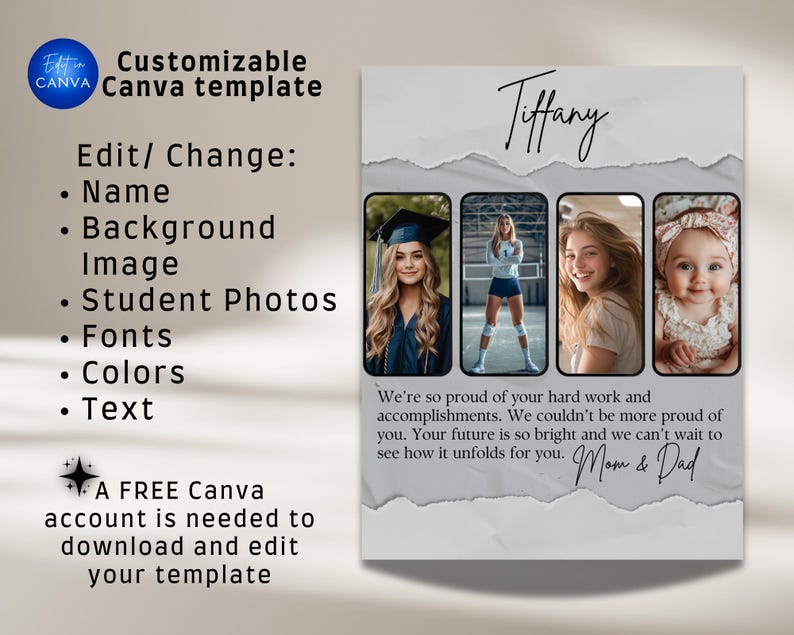 High School Yearbook Ad Canva Template. Customizable Sizes Include Full ...