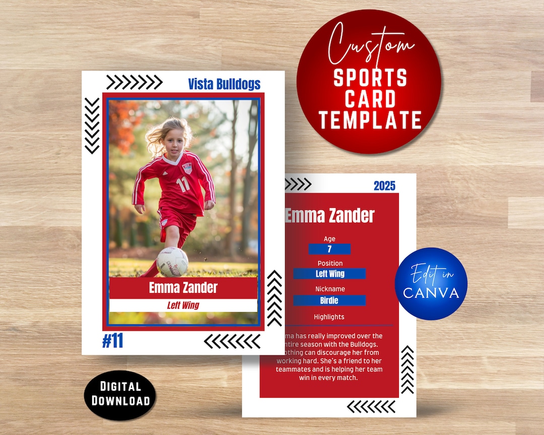Soccer Trading Card Canva Template. Customizable Sports Trading Card ...