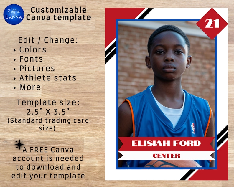 Basketball Trading Card Canva Template. Custom Sports Trading Card ...