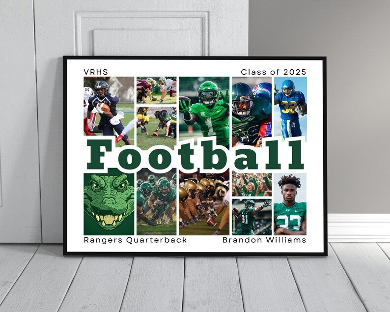 Personalized Varsity Football Collage Canva Template for High School ...