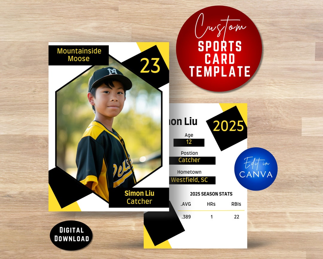 Sports Trading Card Canva Template. Customizable Sports Card for ...