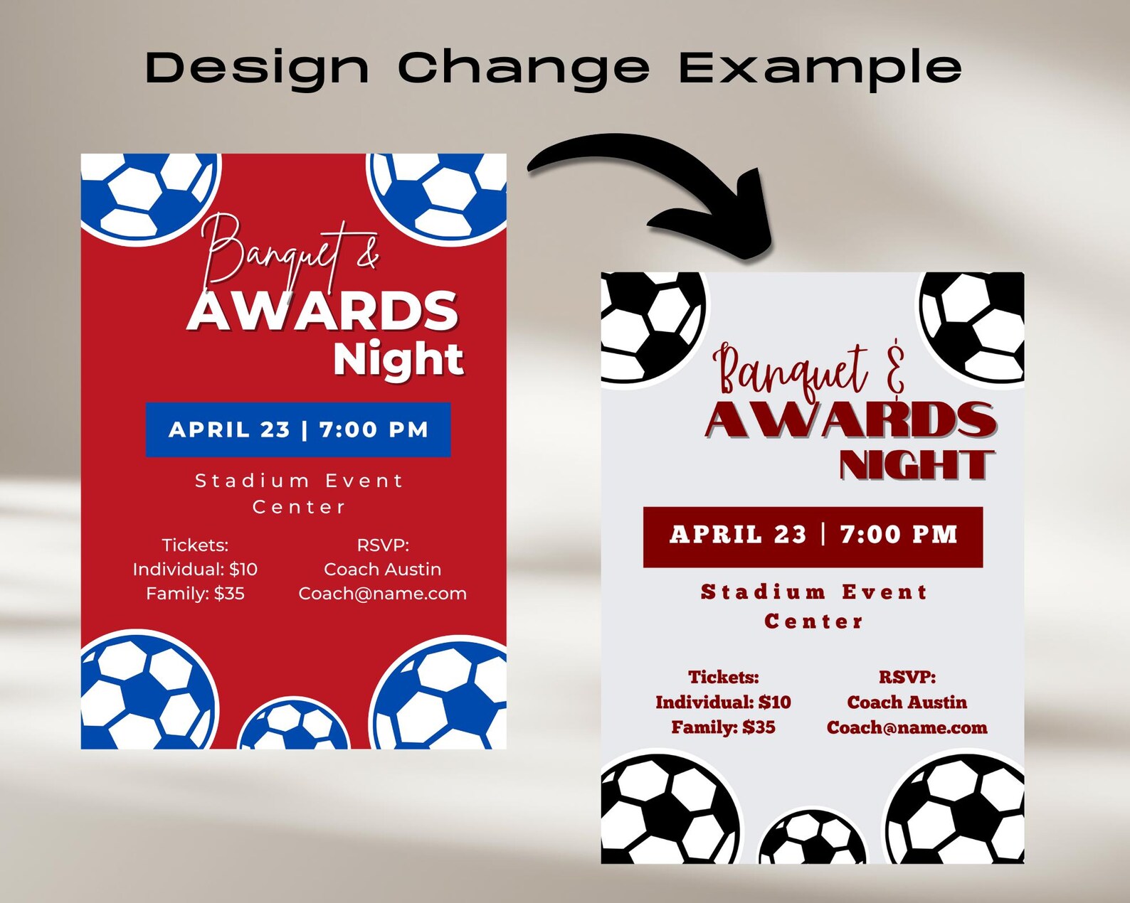 Soccer Banquet & Awards Invitation Canva Template. Customizable End of ...