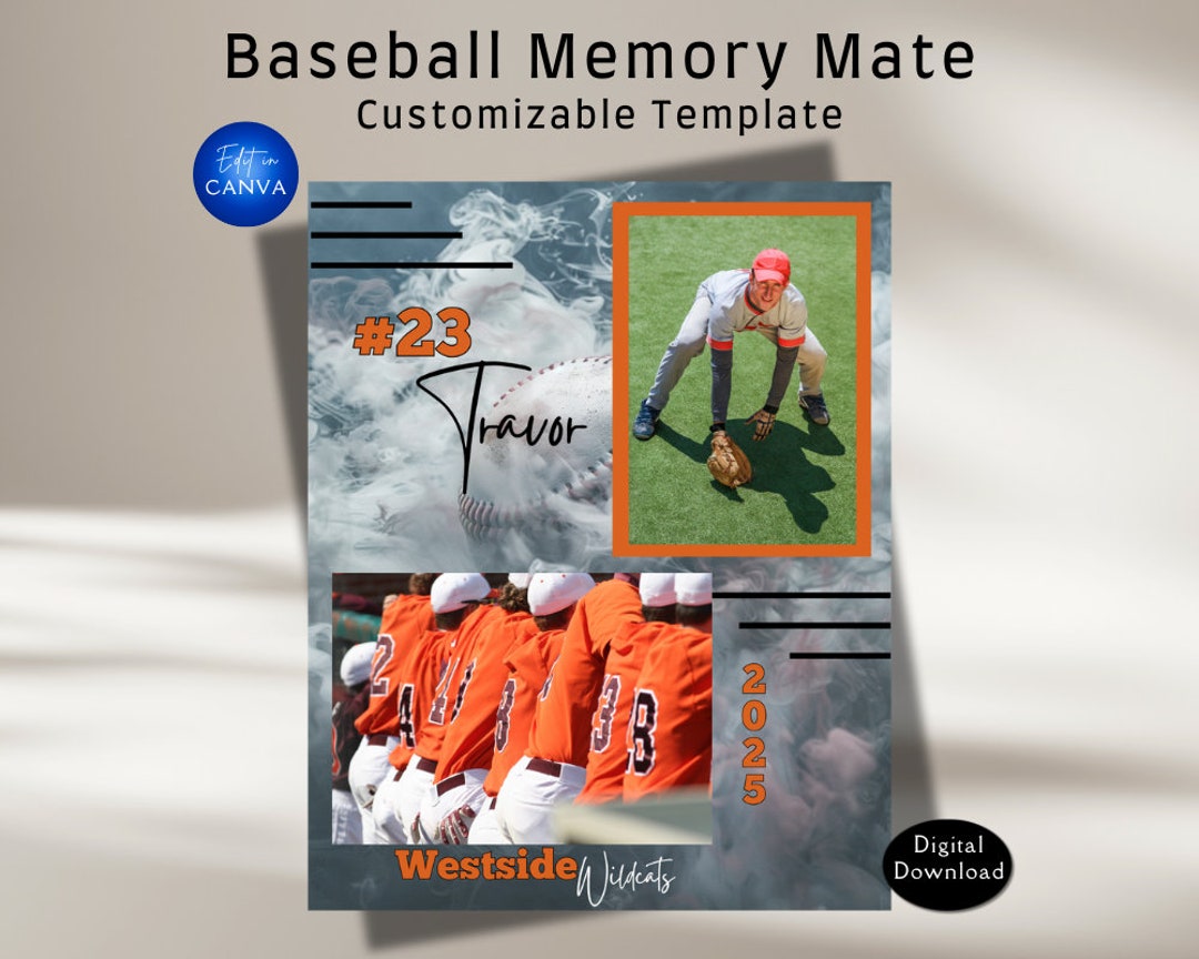 Baseball Memory Mate Canva Template. Customizable Softball Memory Mate ...