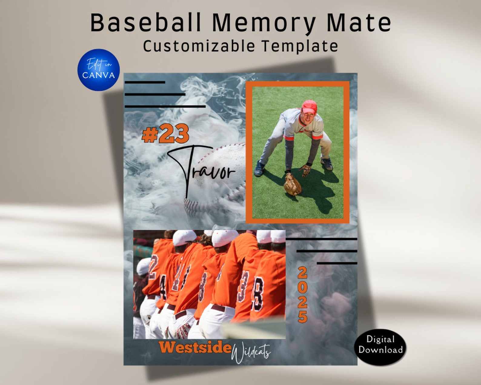 Baseball Memory Mate Canva Template. Customizable Softball Memory Mate ...