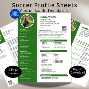 Athlete Profile Sheet Canva Template. Customizable College Recruiting ...