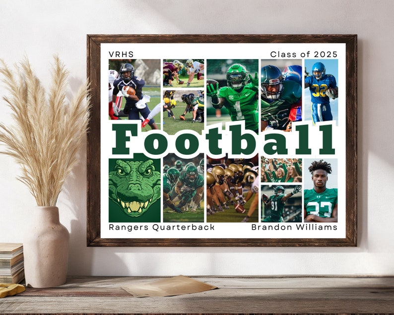Personalized Varsity Football Collage Canva Template for High School ...