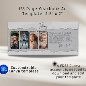 High School Yearbook Ad Canva Template. Customizable Sizes Include Full ...