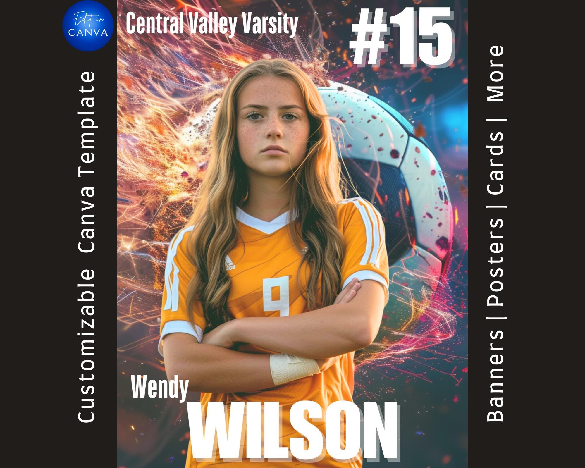 Soccer Poster Canva Template. Gift for Varsity Soccer Player. Non ...