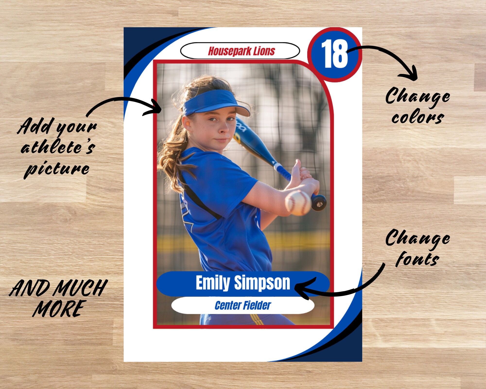 Softball Trading Card Canva Template. Customizable Sports Trading Card ...