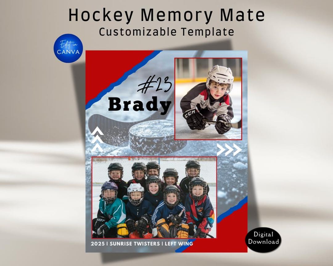 Hockey Memory Mate Canva Template. Customizable Hockey Memory Mate ...