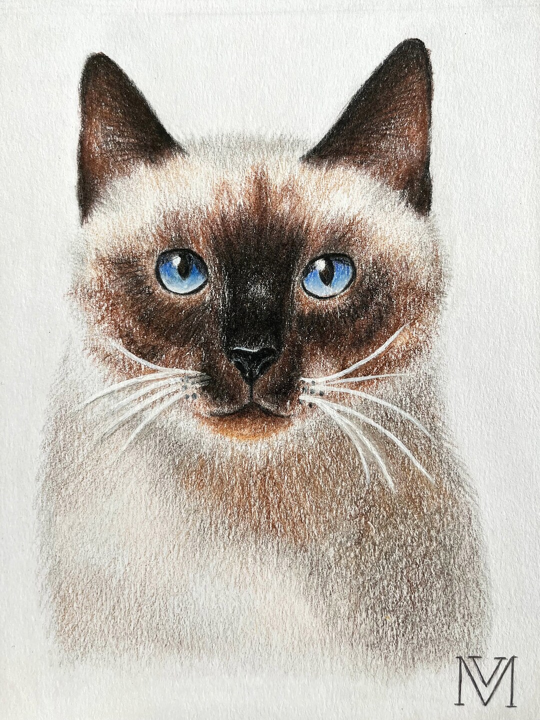 Original Handmade Miniature Cat Drawing - Colored Pencil Art on Paper ...