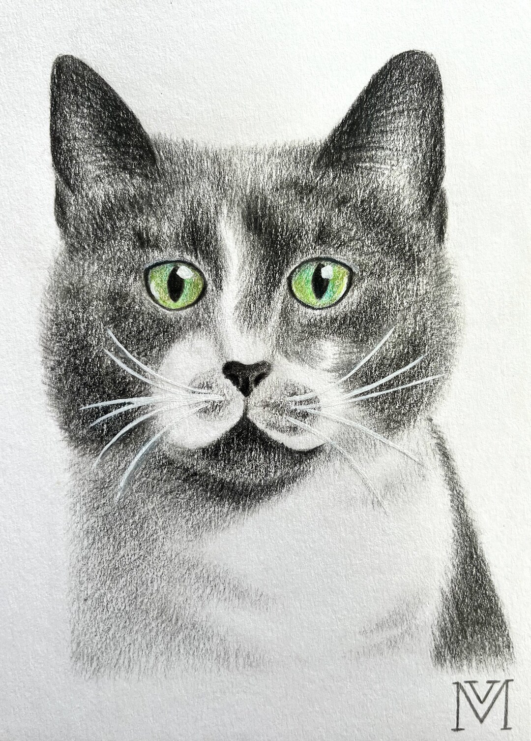Original Handmade Miniature Cat Drawing - Colored Pencil Art on Paper ...