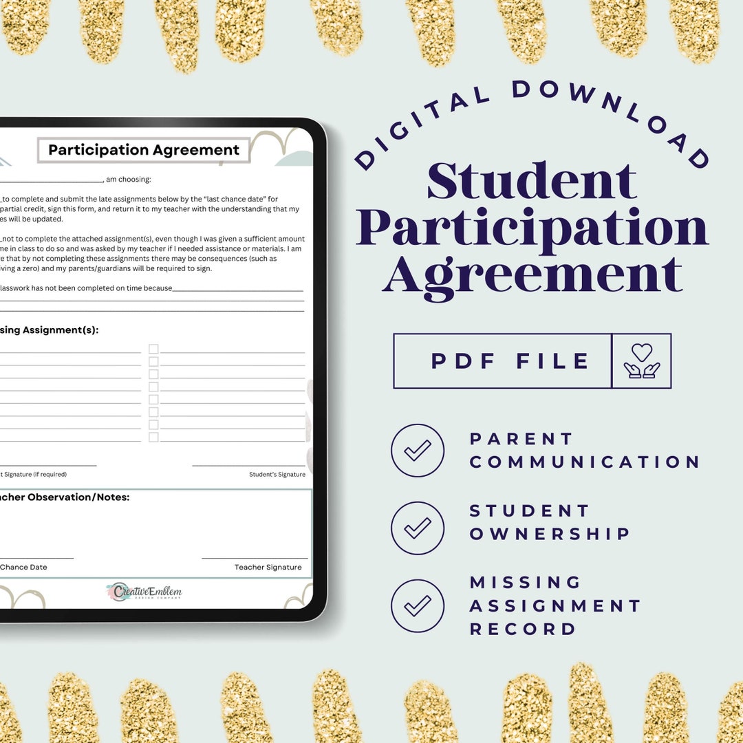 Participation Form for Missing Assignments Tracker, Parent ...