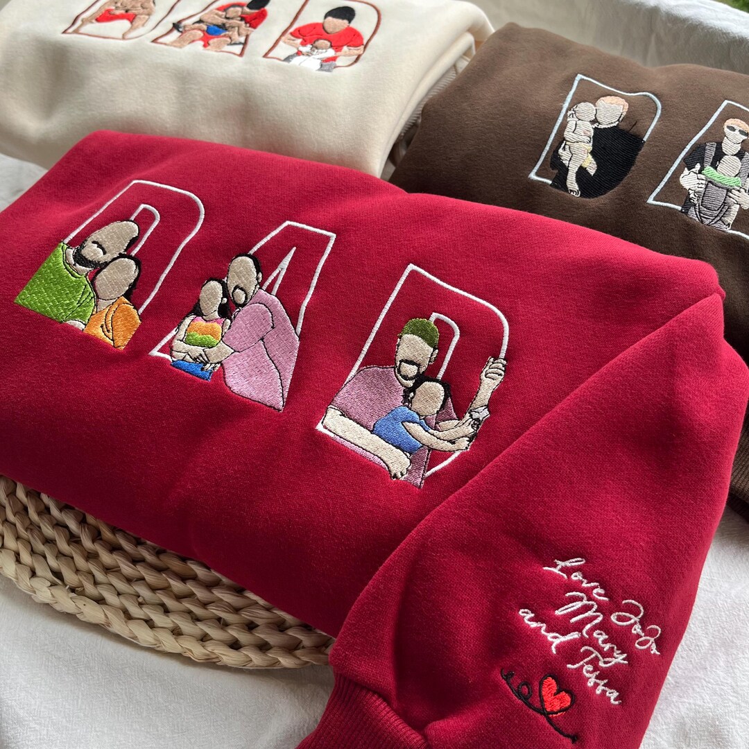 Custom Embroidered Dad Sweatshirt With Photo | Embroidered Dad Shirt ...