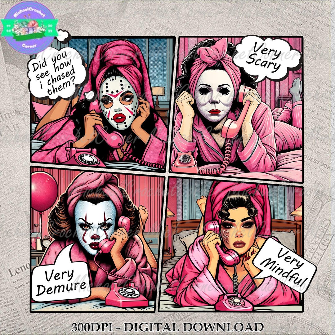 Very Demure Very Mindful Very Scary Png, Pink Killers Scary Png, Movie ...