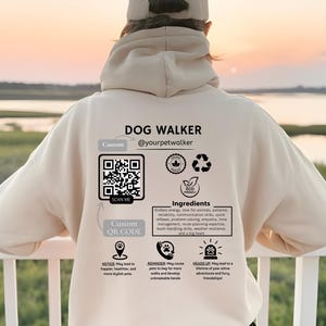 Custom Dog Walker Hoodie, Personalizable QR Code, Business Branding ...