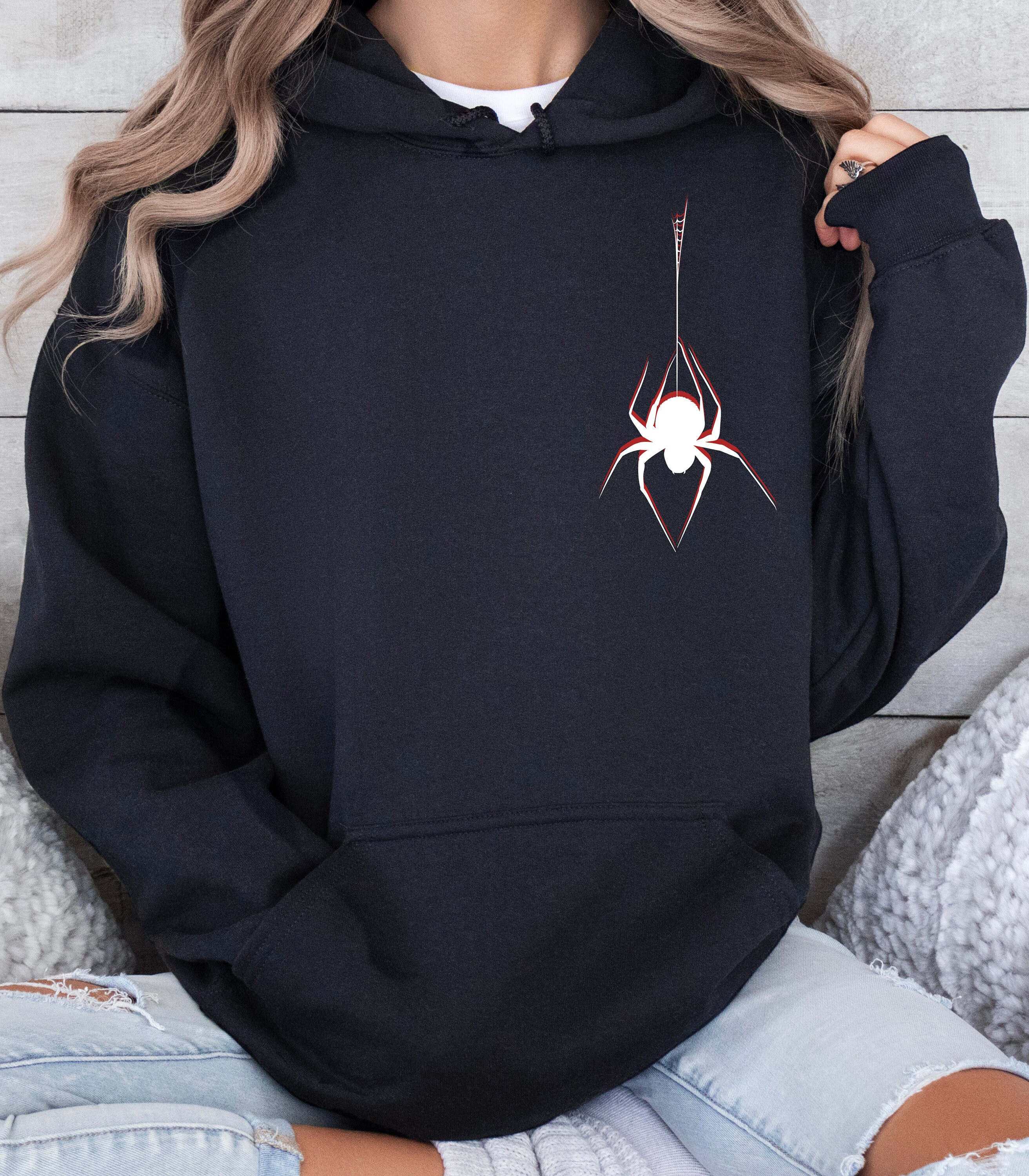 Spider Hoodie, Spider Print Hoodie, Unisex Hooded Sweatshirt, Gift for ...
