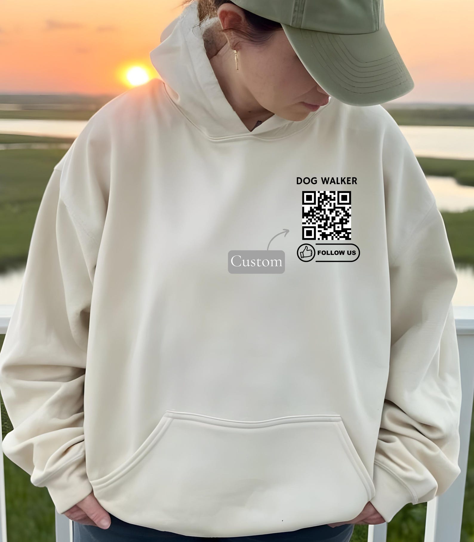 Custom Dog Walker Hoodie, Personalizable QR Code, Business Branding ...