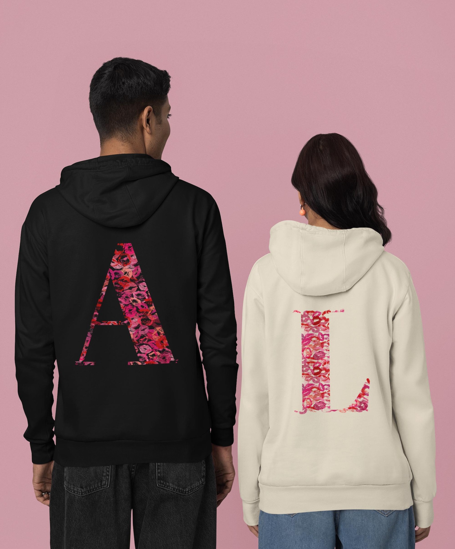 Custom Lipstick Kisses Letter Hoodie, Kiss Marked Hoodie, Gift for ...