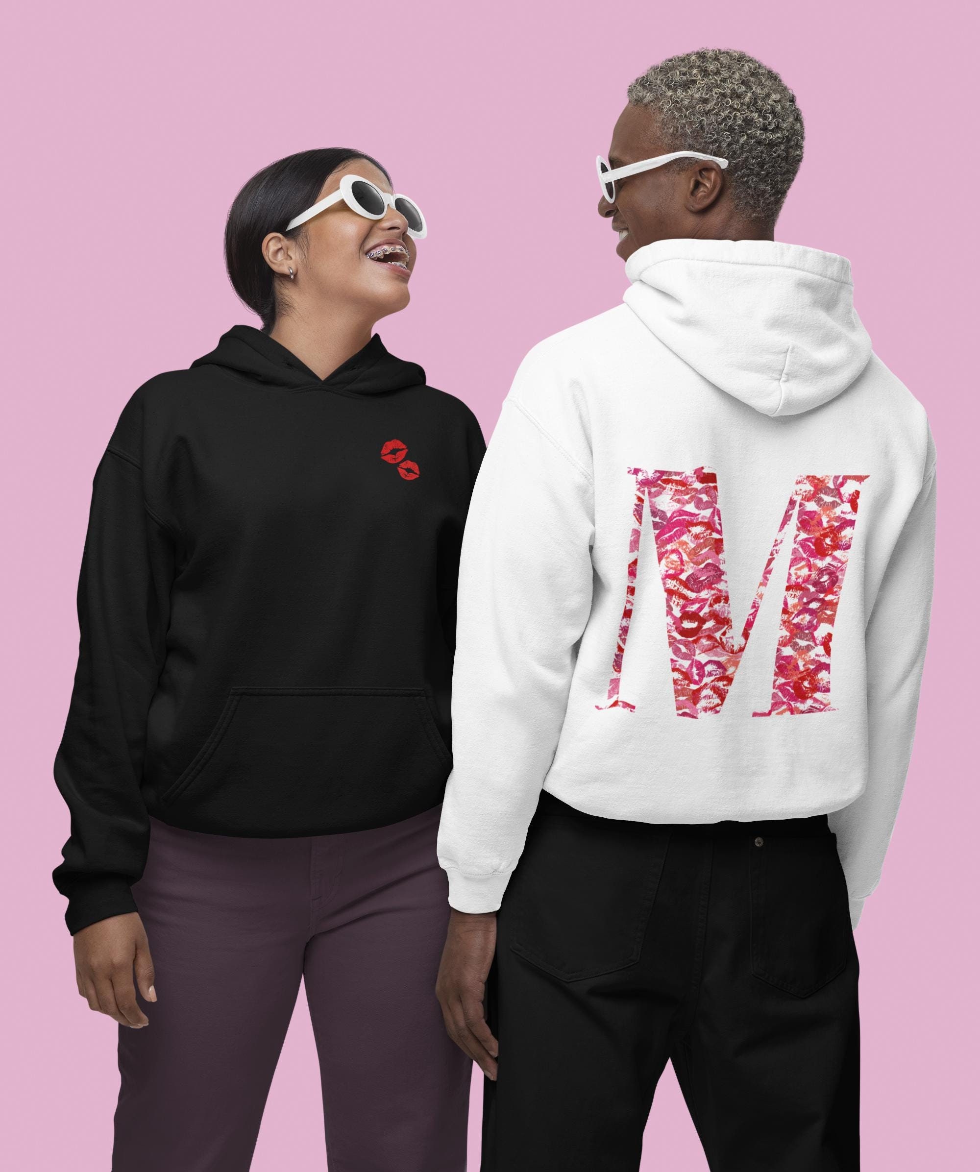 Custom Lipstick Kisses Letter Hoodie, Kiss Marked Hoodie, Gift for ...