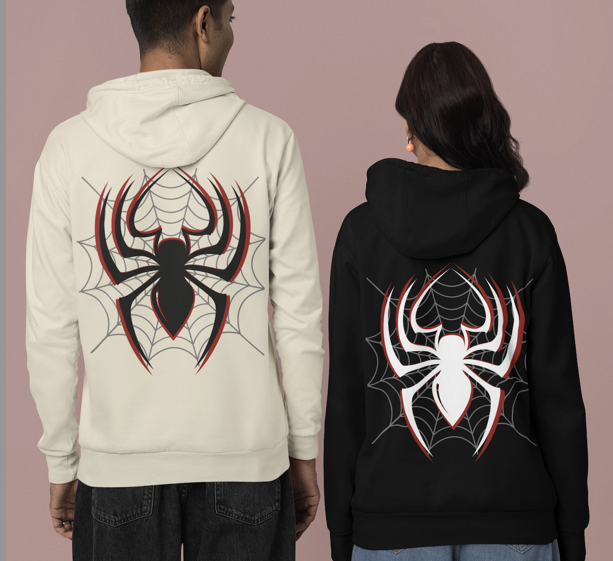 Matching Slate Grey Spider Worldwide Hoodie Couple Hoodies