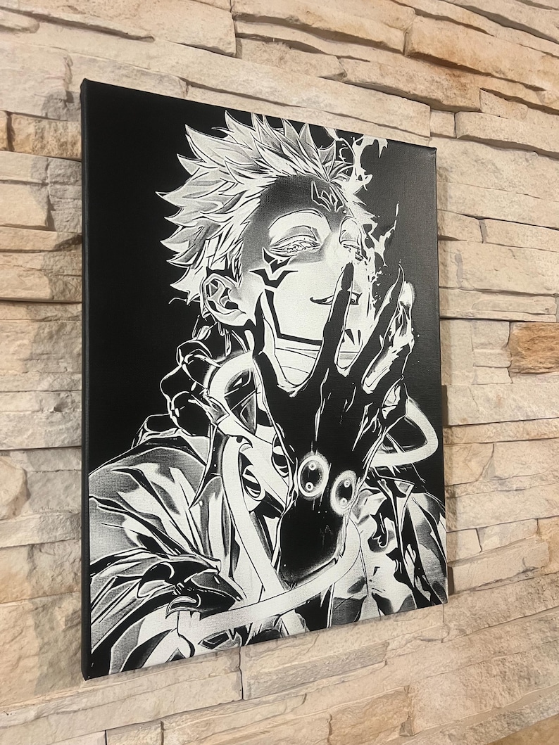 Sukuna Jujutsu Kaisen Painting 30x40 Cm – Black and White Engraved ...