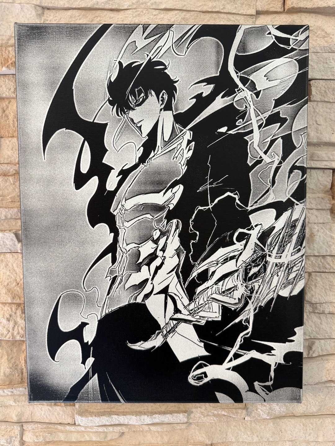 Illustration by Sung Solo Leveling Dark Warrior Manga Painting Black ...