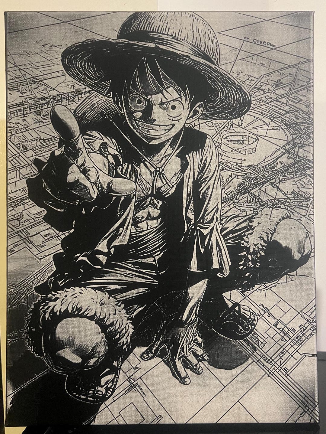 Tableau Du Pirate En Chapeau De Paille En Noir Et Blanc 30x40cm Pour Ce ...
