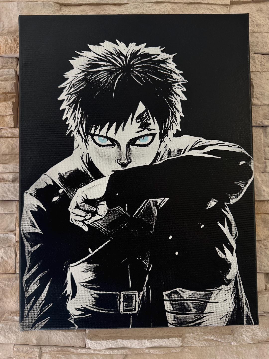 Gaara Naruto Painting - Painting and Engraving on Canvas - Black and ...