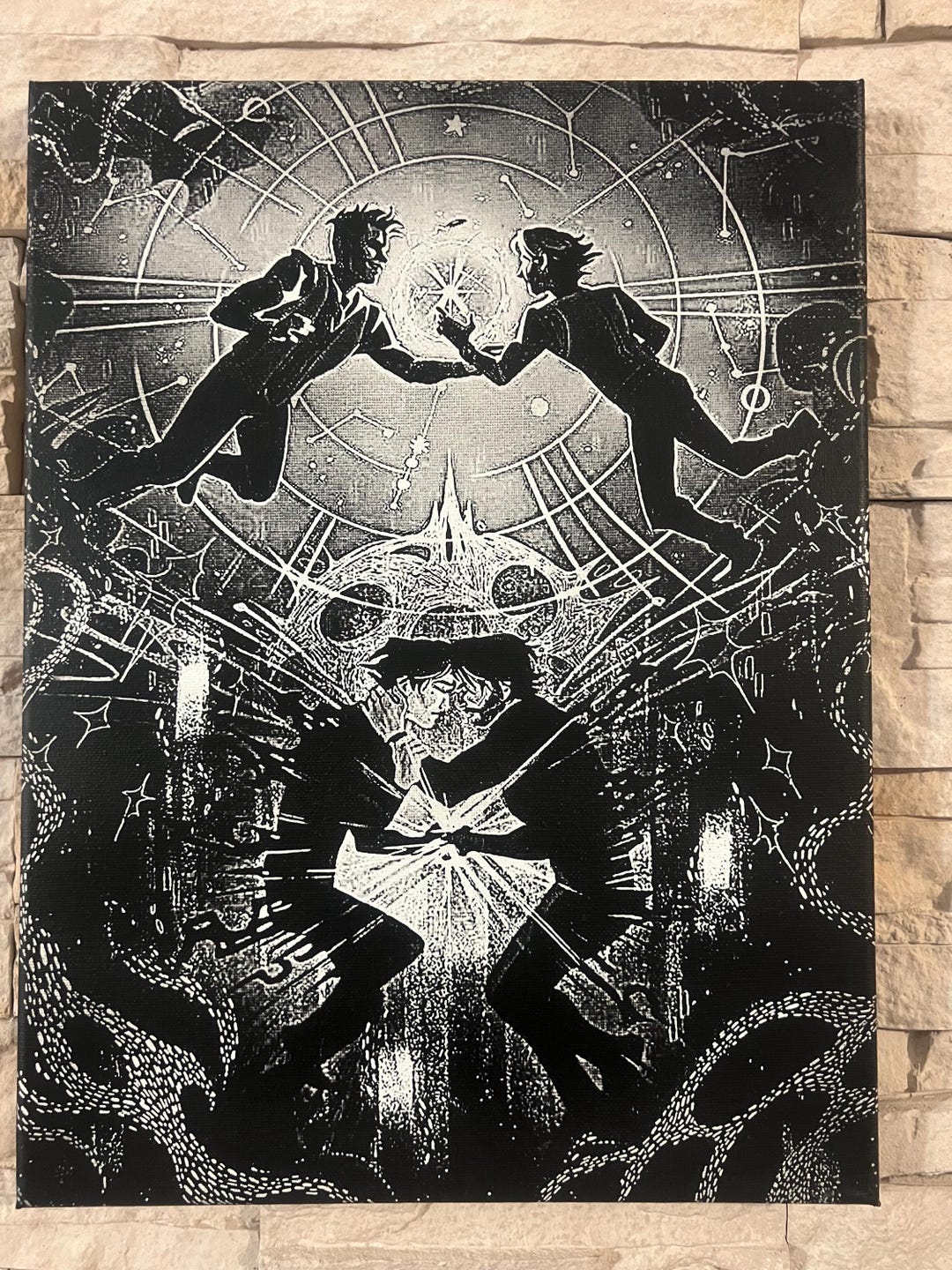 Arcane Viktor and Jayce Painting Gaming Wall Art Black and White Geek ...