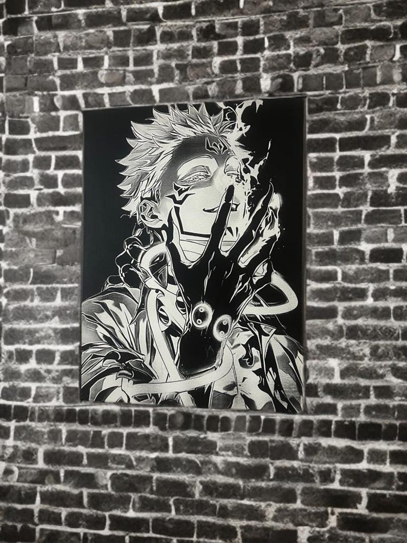 Sukuna Jujutsu Kaisen Painting 30x40 Cm – Black and White Engraved ...