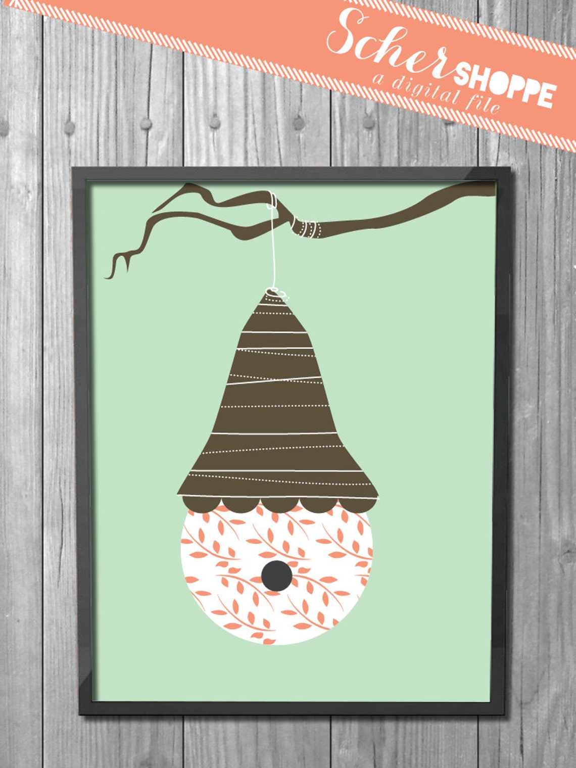 Whimsical Birdhouse Poster // Birdhouse Print // Nursery Room Printable ...