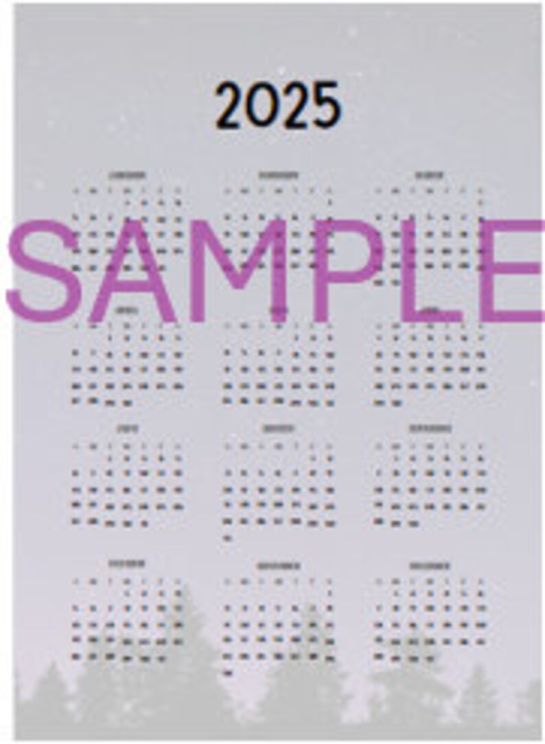 2024 or 2025 Calendar 1 Page Printable Day/night/nature Themed - Etsy