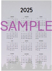 2024 or 2025 Calendar 1 Page Printable Day/night/nature Themed - Etsy