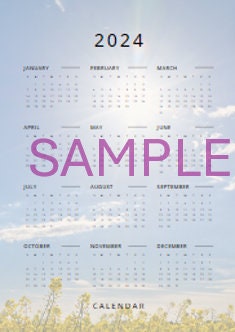 2024 or 2025 Calendar 1 Page Printable Day/night/nature Themed - Etsy